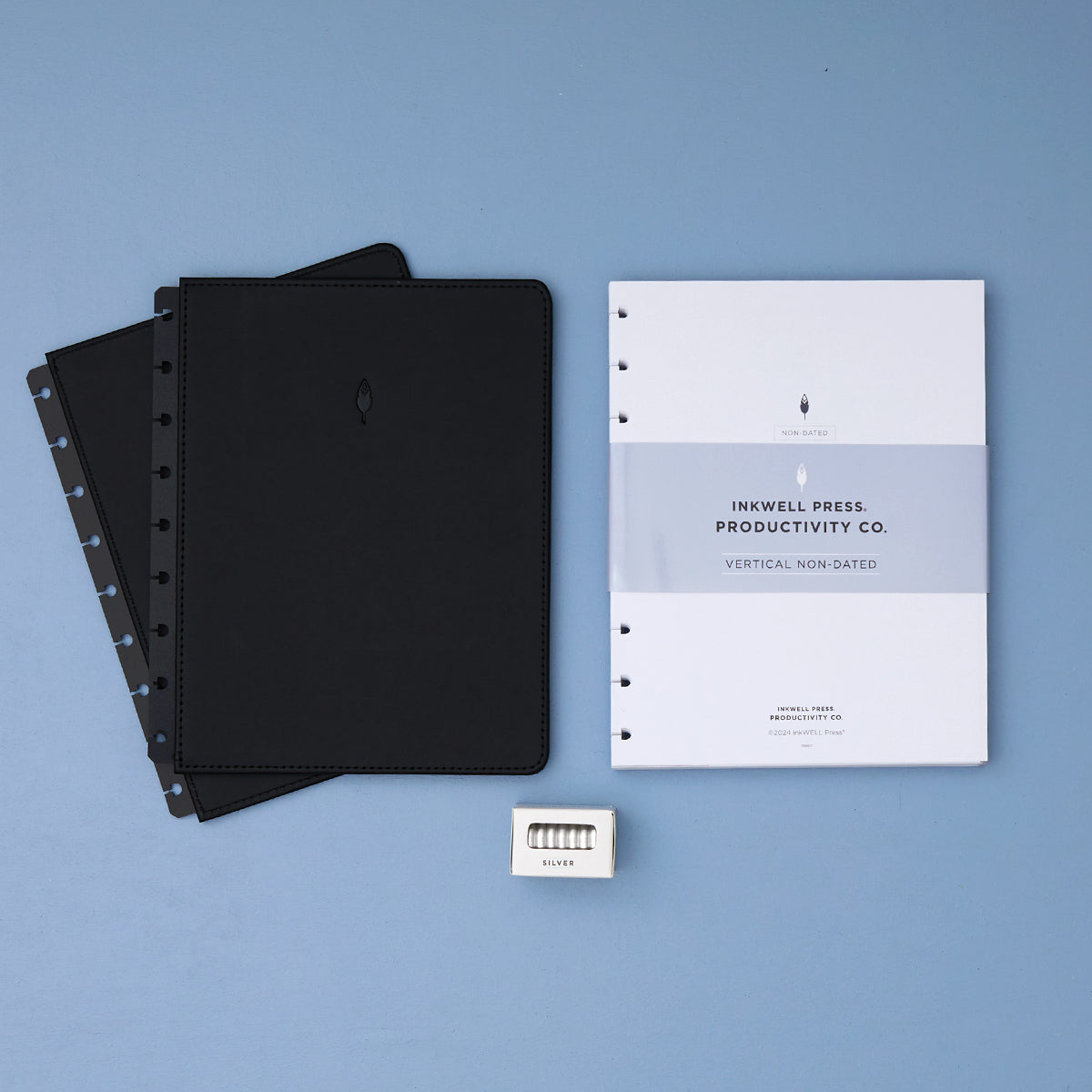 Non-Dated Classic Weekly (Vertical) Bundle - Onyx Black Cover - Silver ...